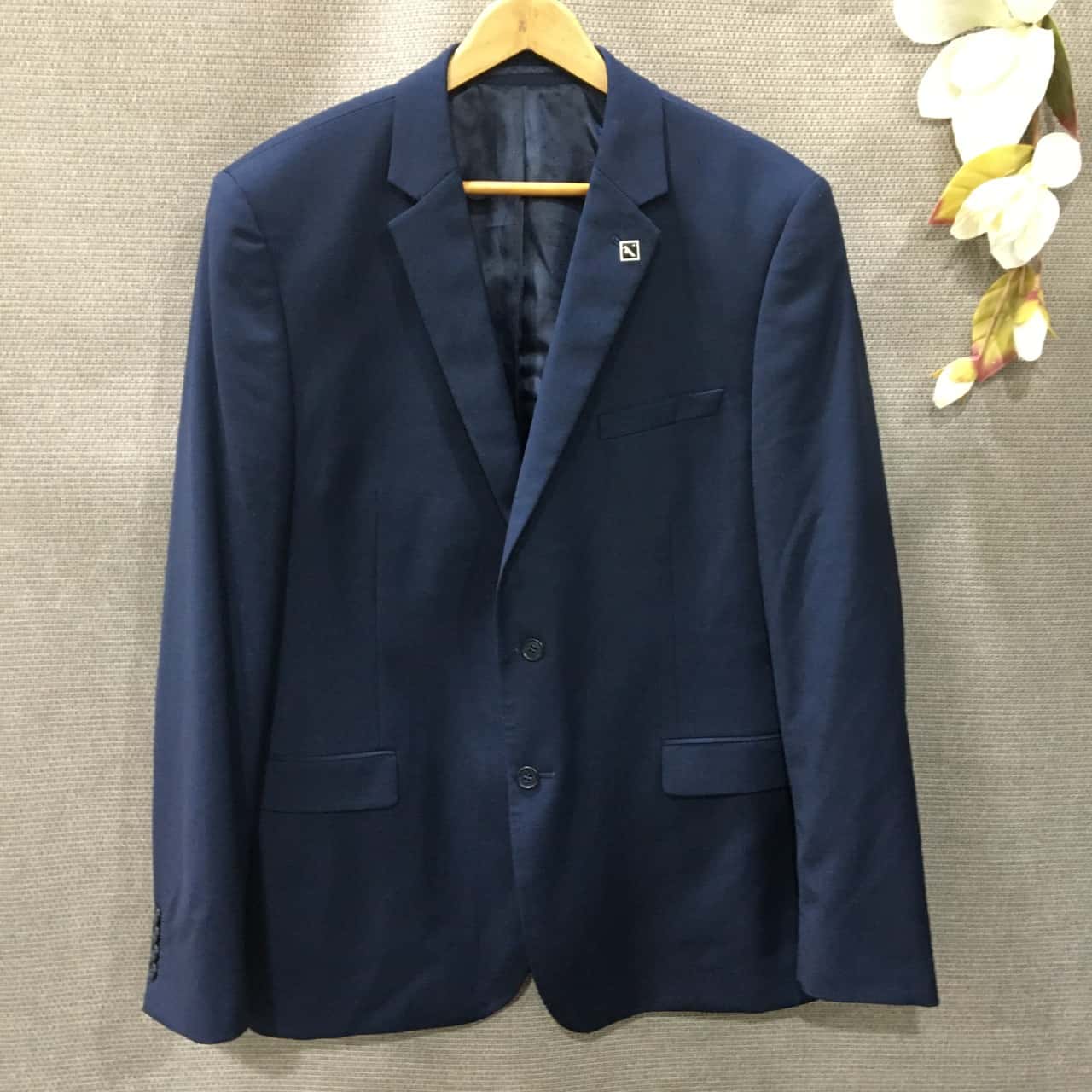 Blaq Men's Tailored Fit Suit Size Jacket-44/112, Pant-42/107 Navy Blue (s)