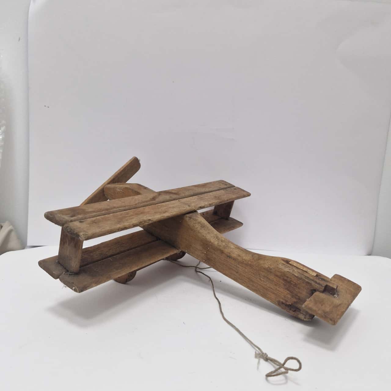 Vintage Primitive Rustic Folk Art Hand Made Pull A long Toy Wooden ...