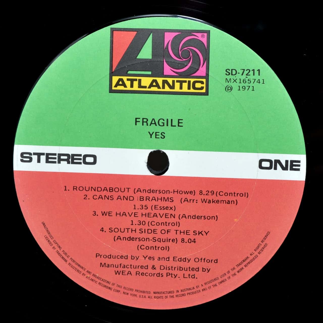 12" Vinyl Gatefold Album - Fragile - Yes - Released 1971 Prog Rock/Symphonic Rock