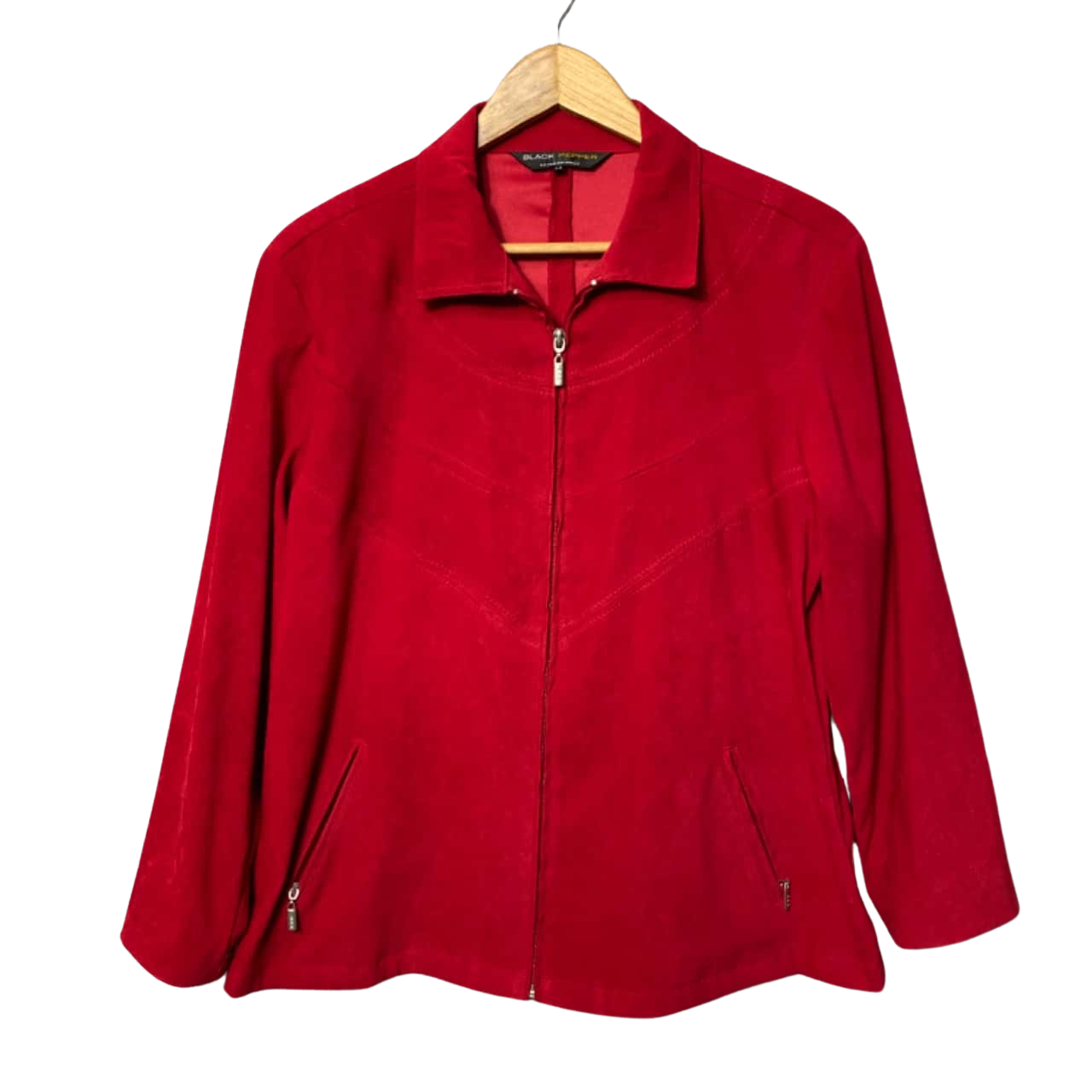 Women’s Black Pepper Size 14 Red Zip Up Jacket (s)