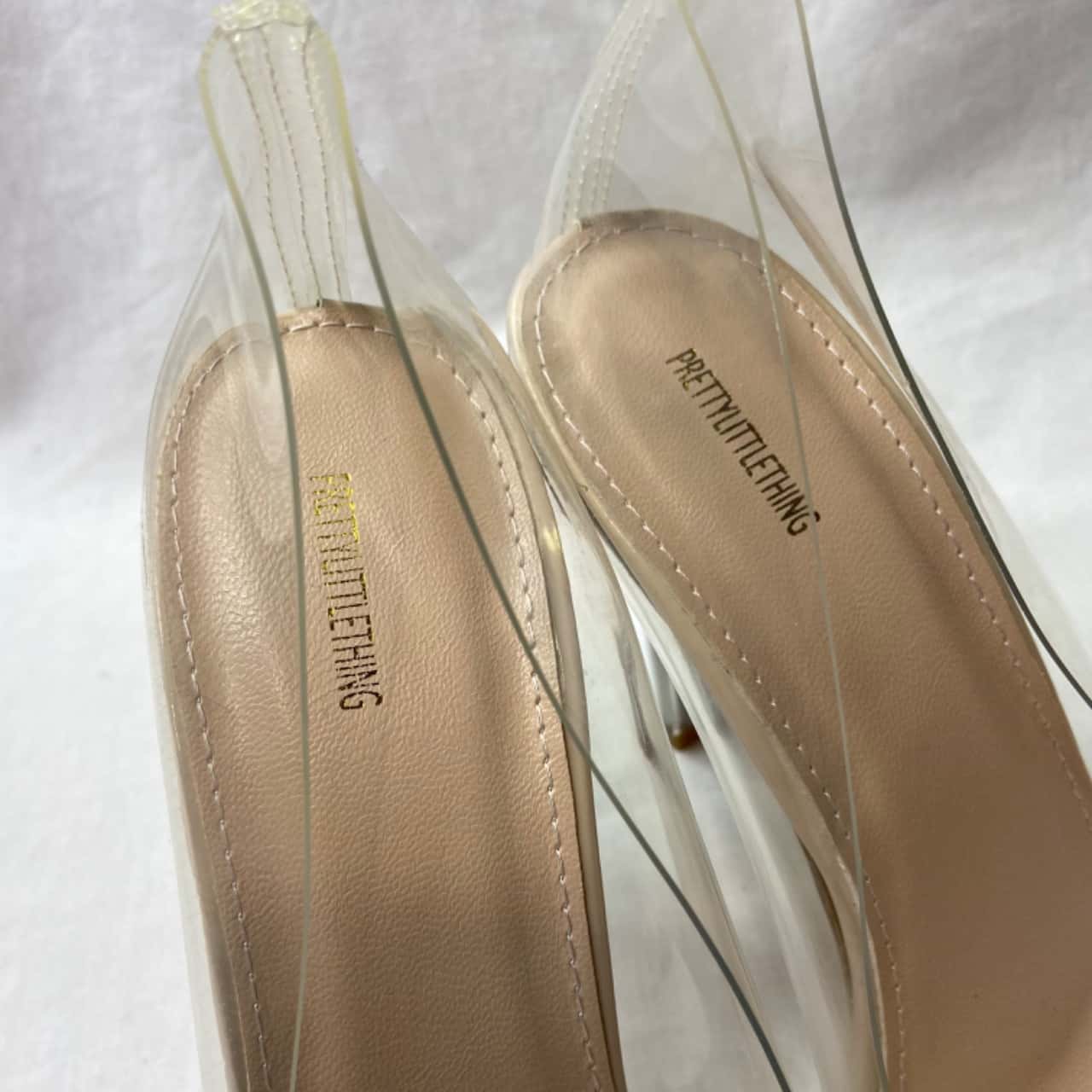 Pretty Little Thing Womens Clear Pointed Toes Stiletto Heels Nude