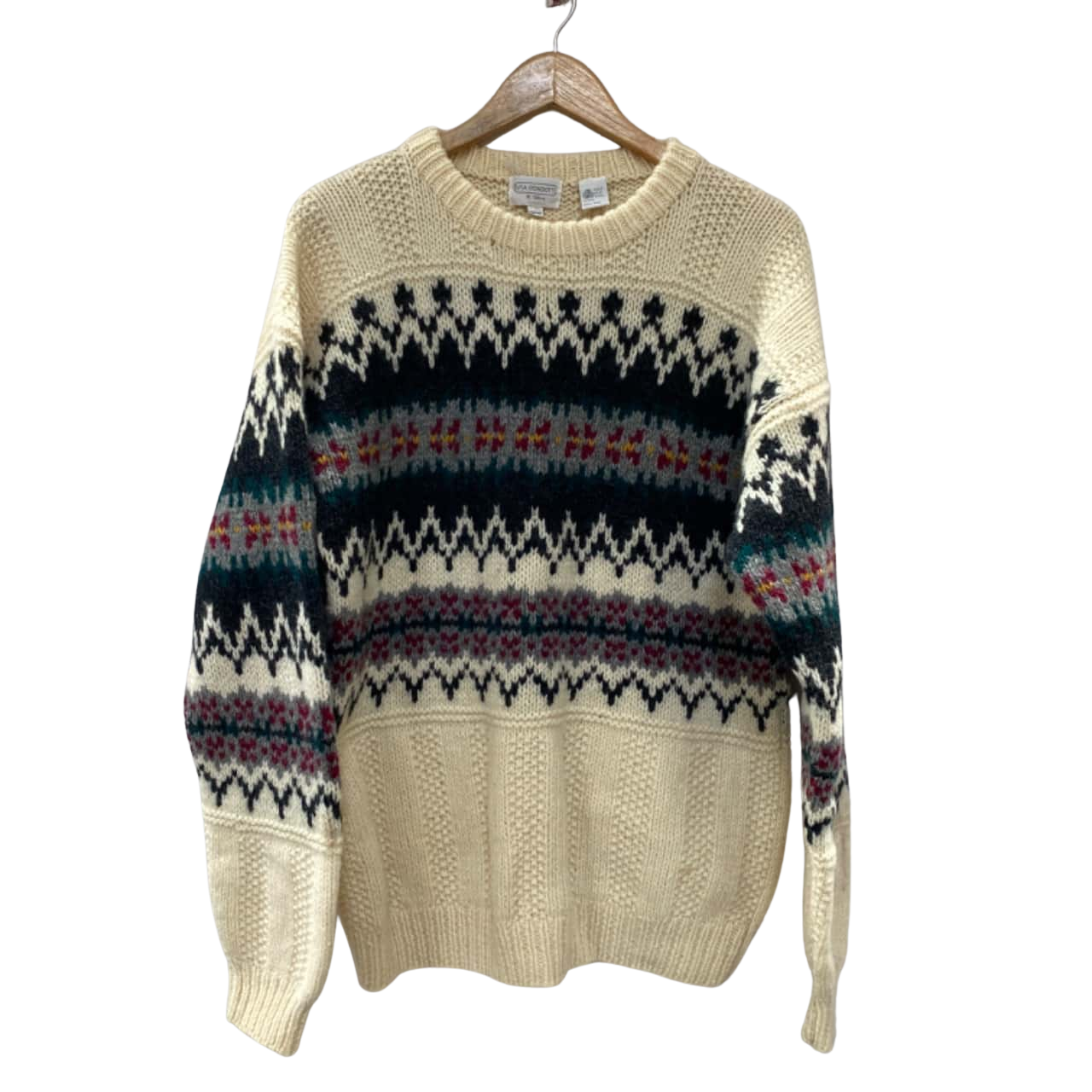 Via Condotti Size XL Cream & Grey Wool Jumper(s)