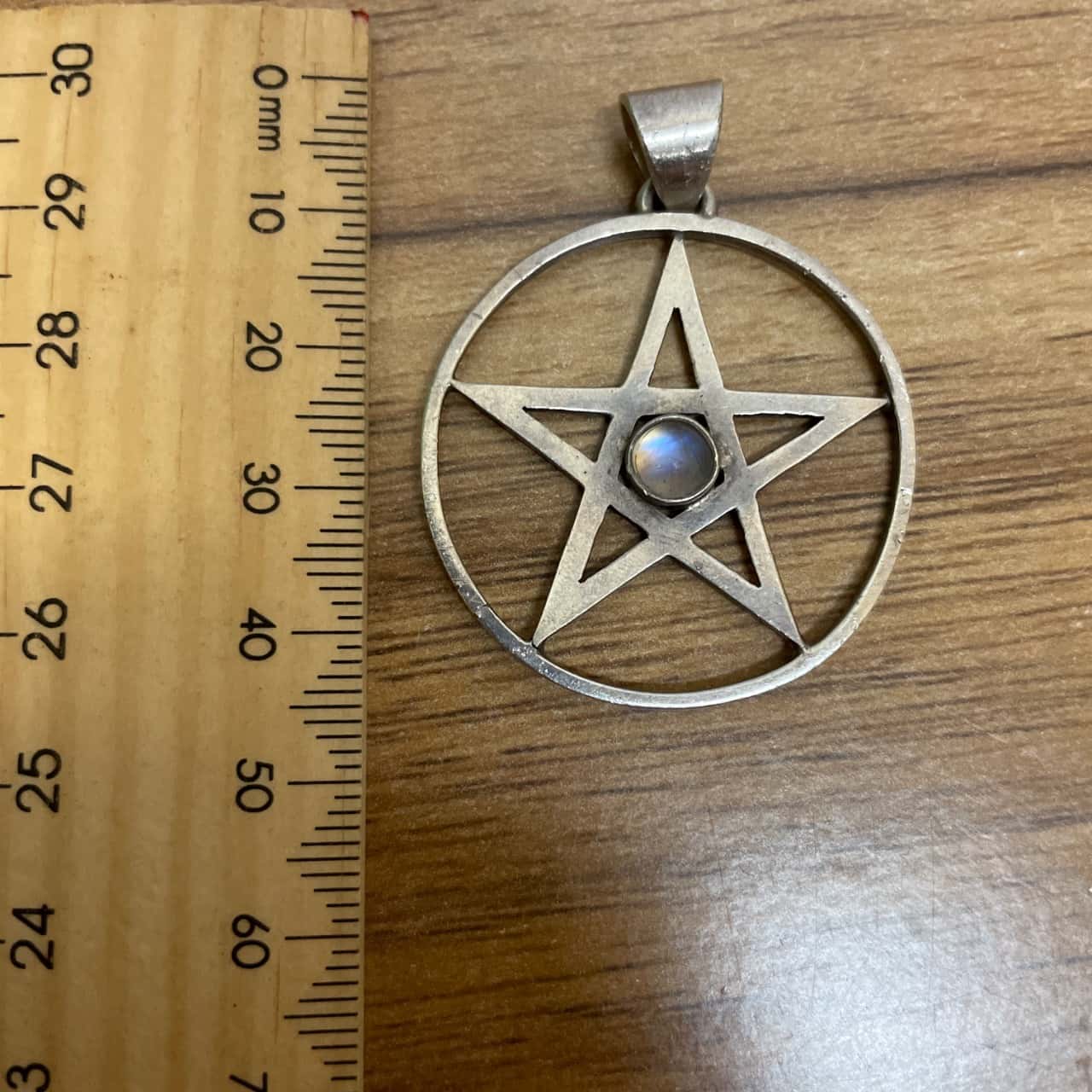 Sterling Silver 925 & Moonstone Pentagram Star Pendant