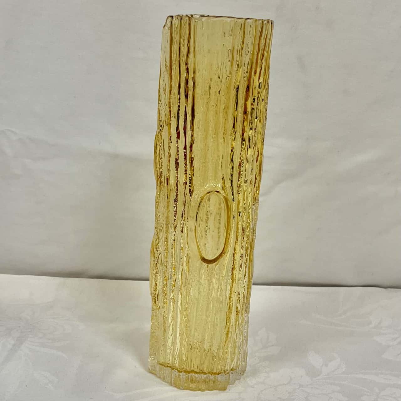 Vintage Amber Log Vase 26cm Tall (s)
