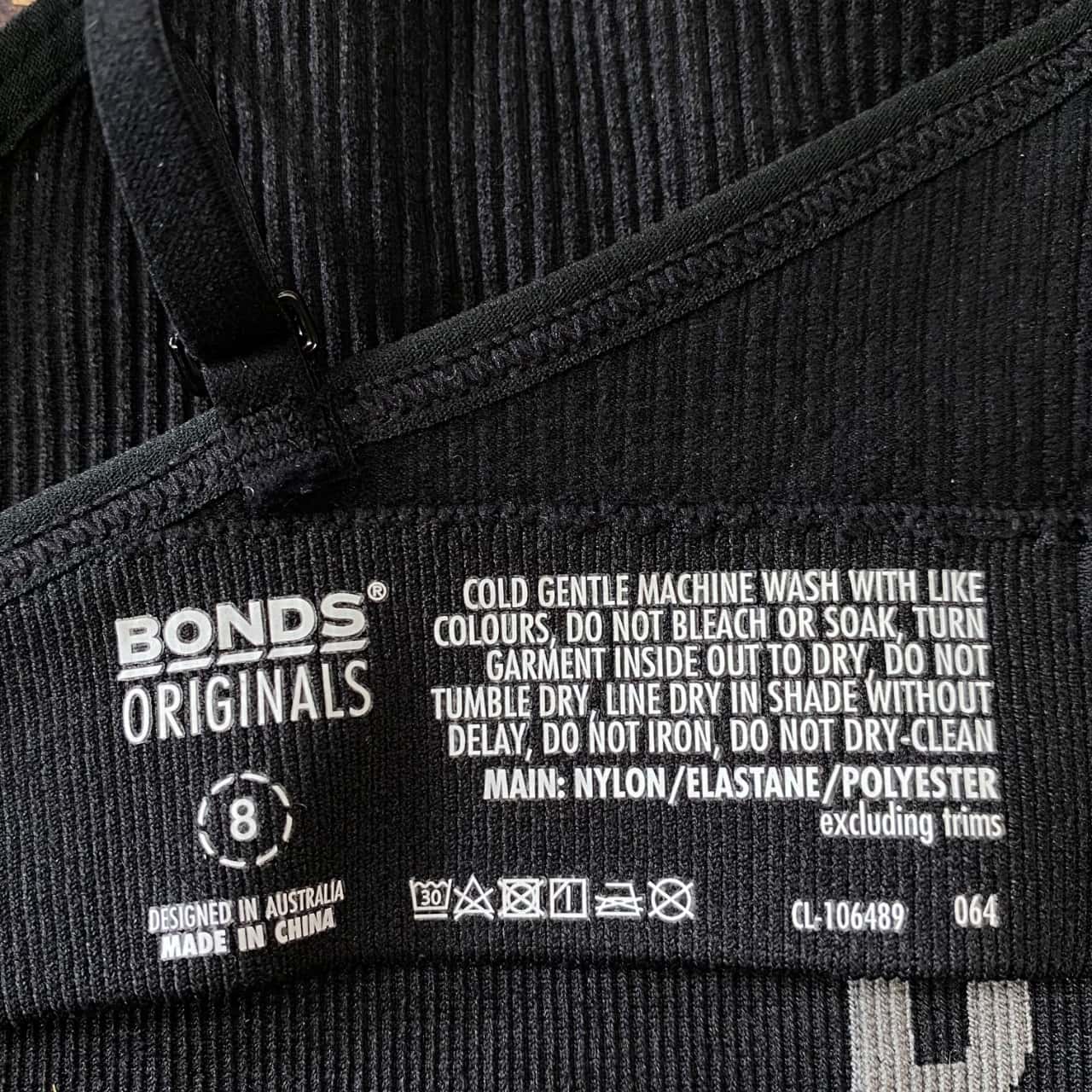 Bonds Black Ribbed Triangle Bralette Size 8(s)
