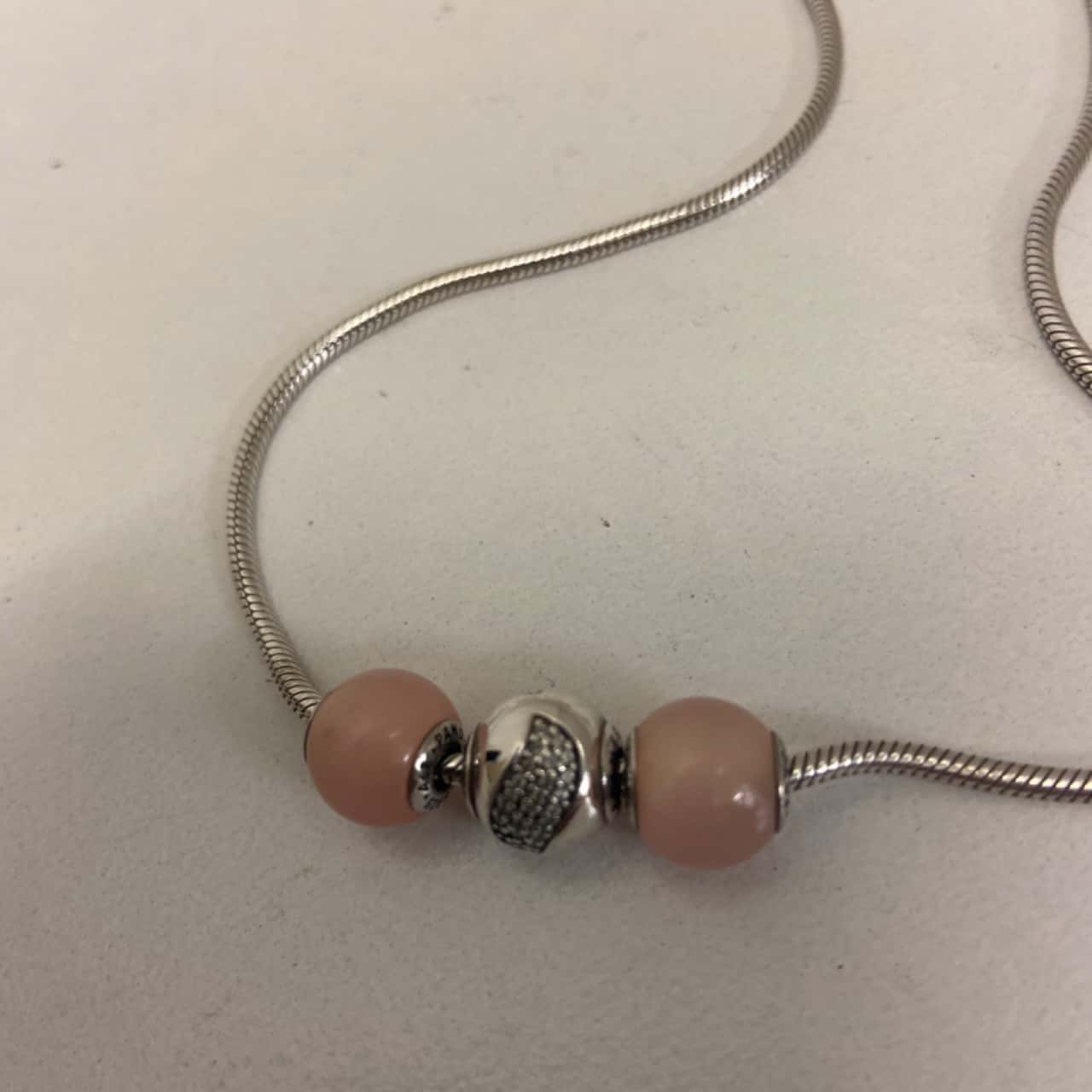 Pandora Womens Necklaces Pink / Silver ( 3 beads ) (s)
