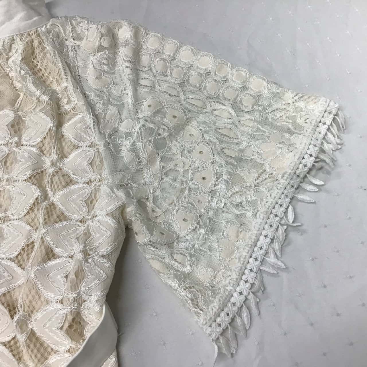 G.D.S. Womens Size XL White Lace Pattern Button up Short Sleeve Maxi ...