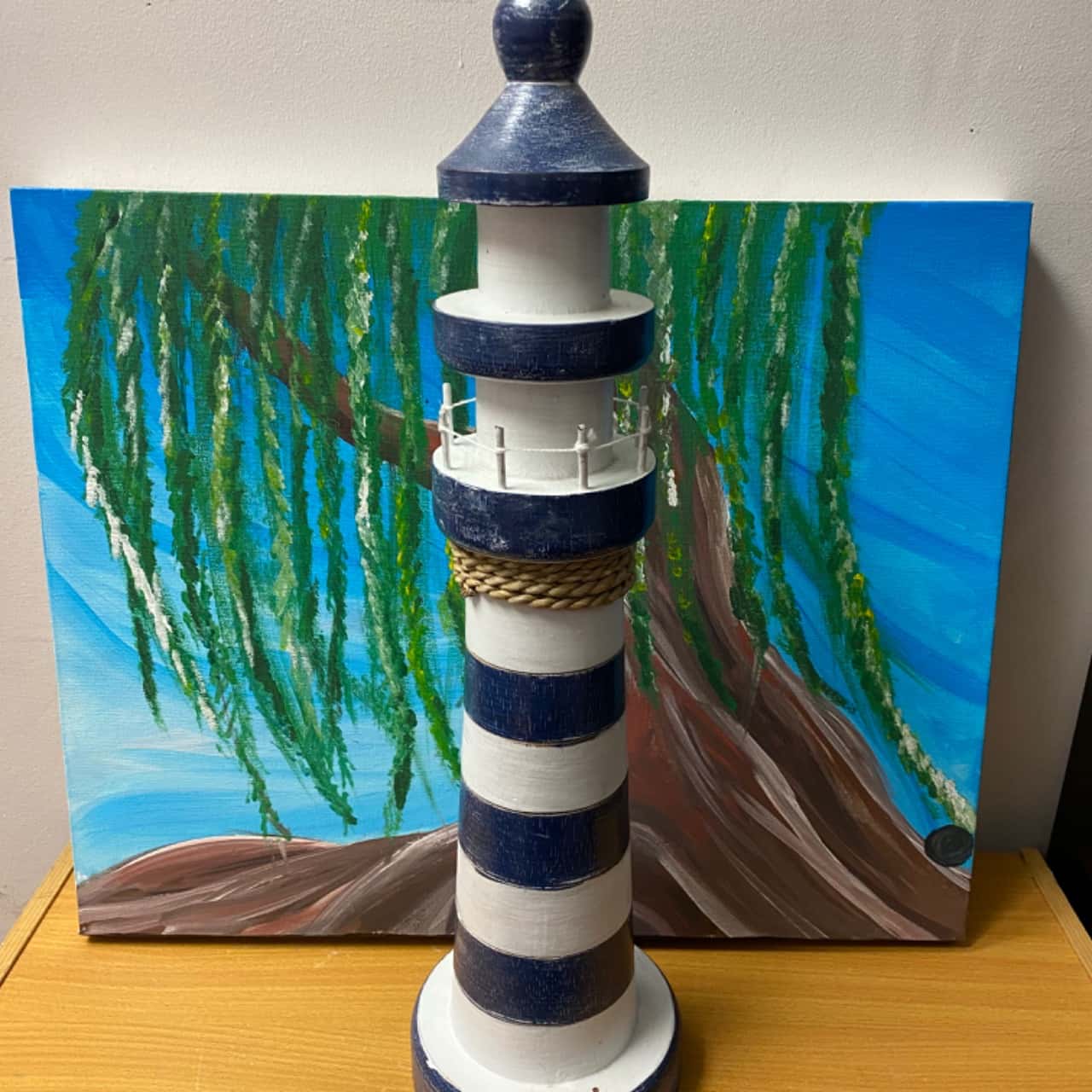 Wooden lighthouse statue- please see description (s)