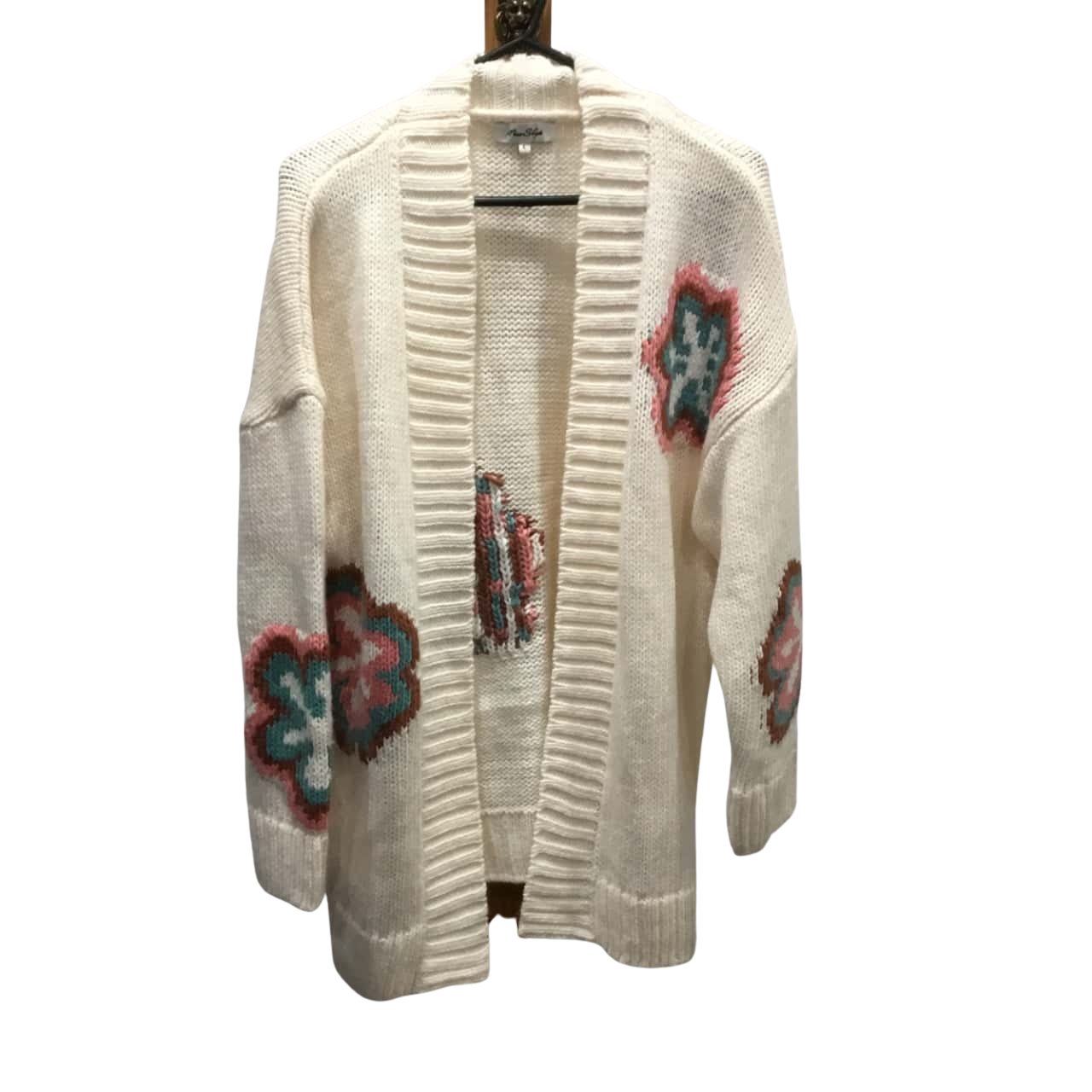 Miss Shop Soft Peach Patterned Cardigan Size L(s)