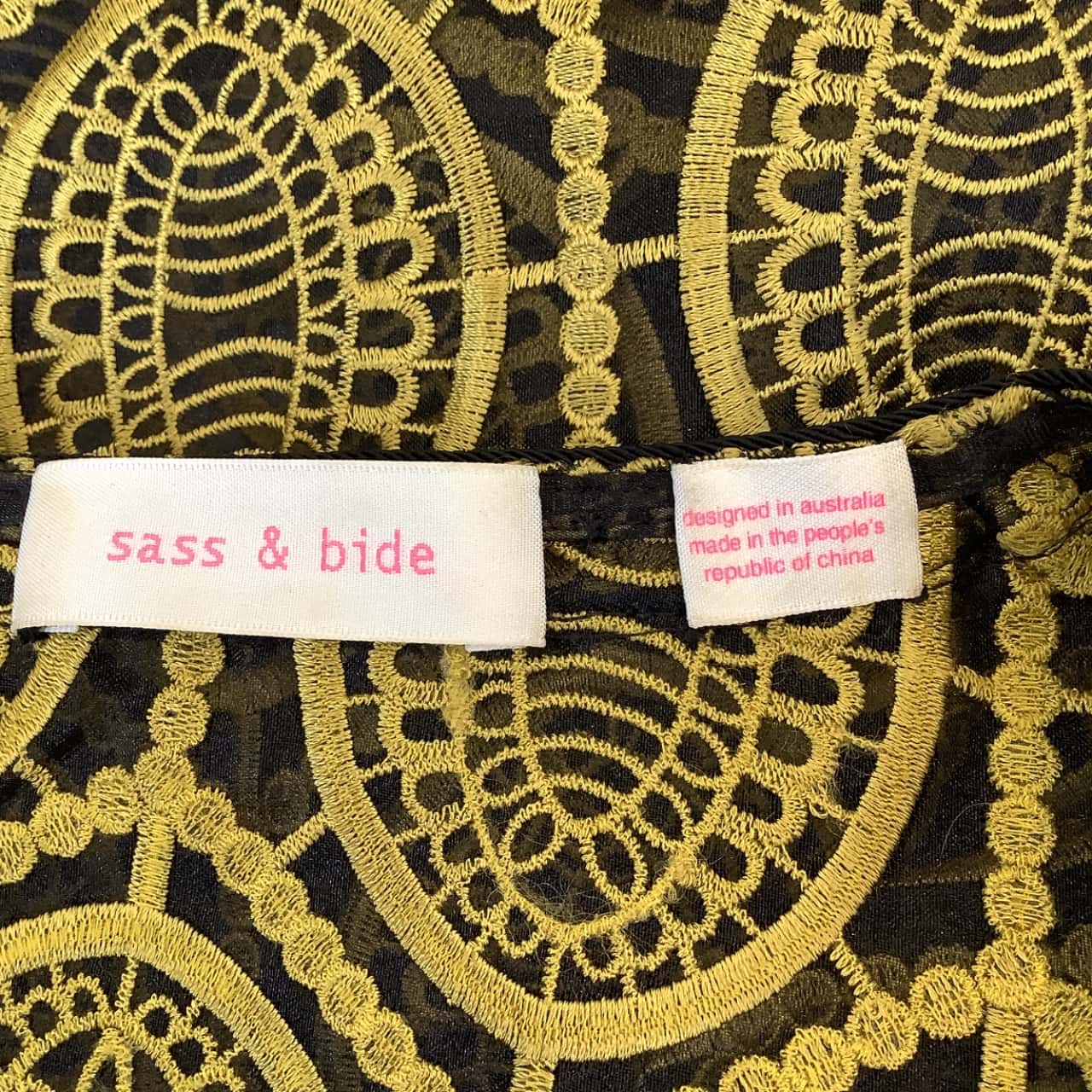 Sass & Bide Womens Size 8-10 Future Flora Top Black / Yellow(s)