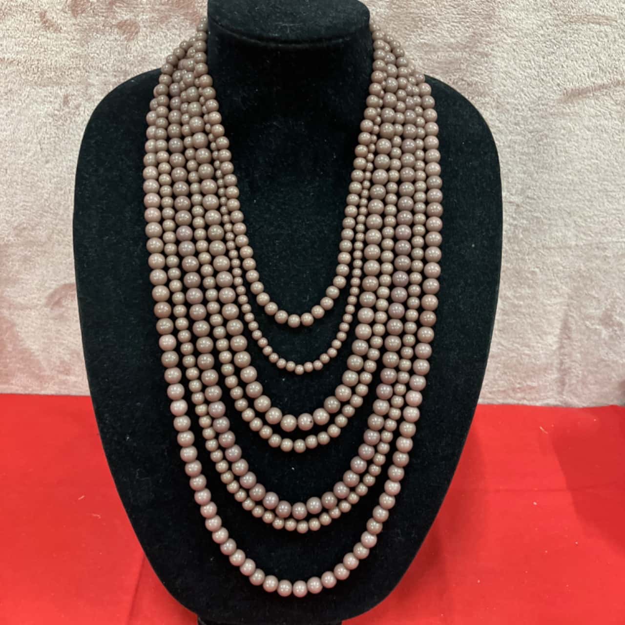 Women's Multi Strands Beaded Necklace Creamy Mushroom
