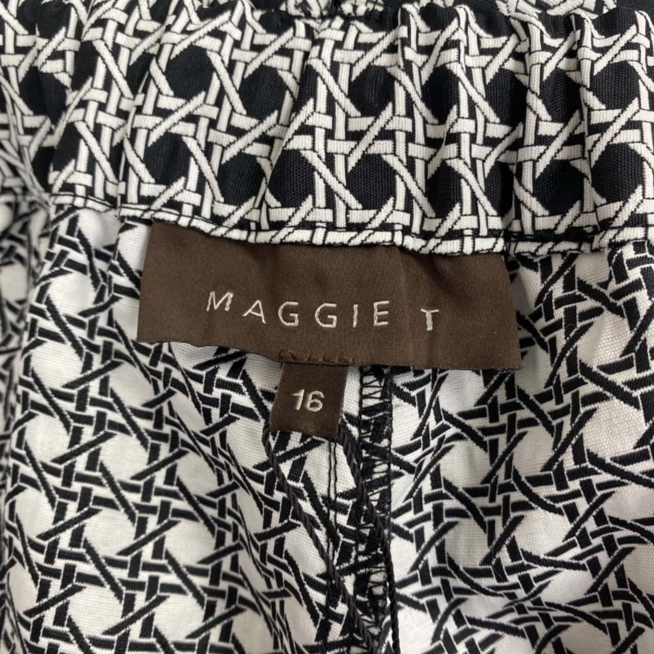 Maggie T Womens Size 16 Wide Leg Black / Pattern / White