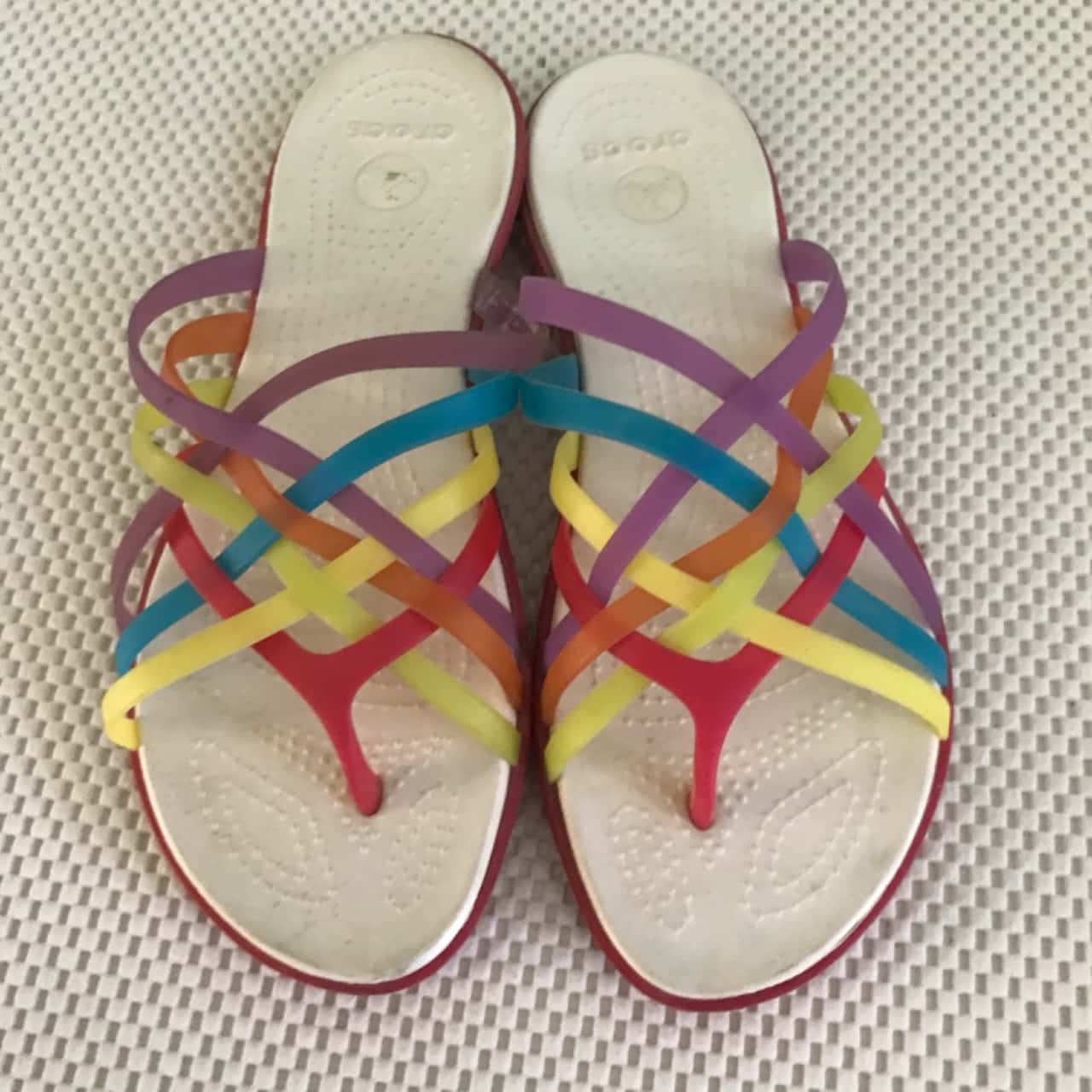 Crocs Womens Size 8 Multicoloured Plastic Thong Sandals(s)