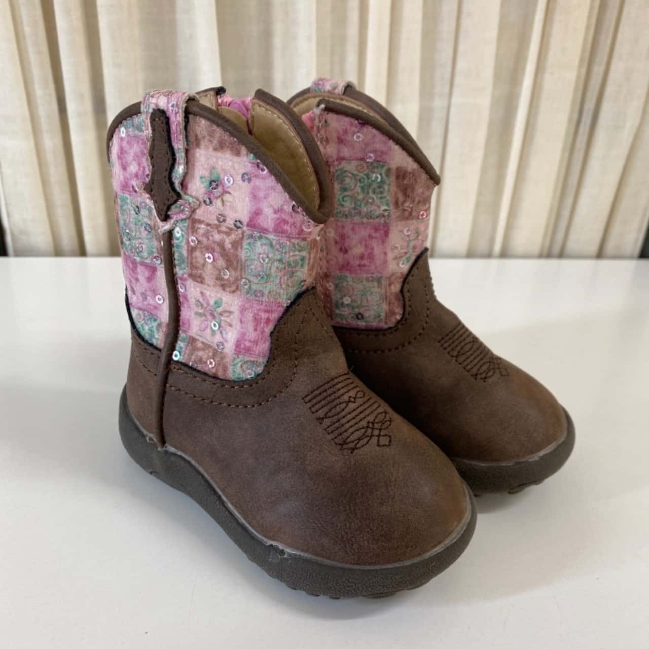 Roper Baby's Size 4US Cowbaby Floral Shine Boots