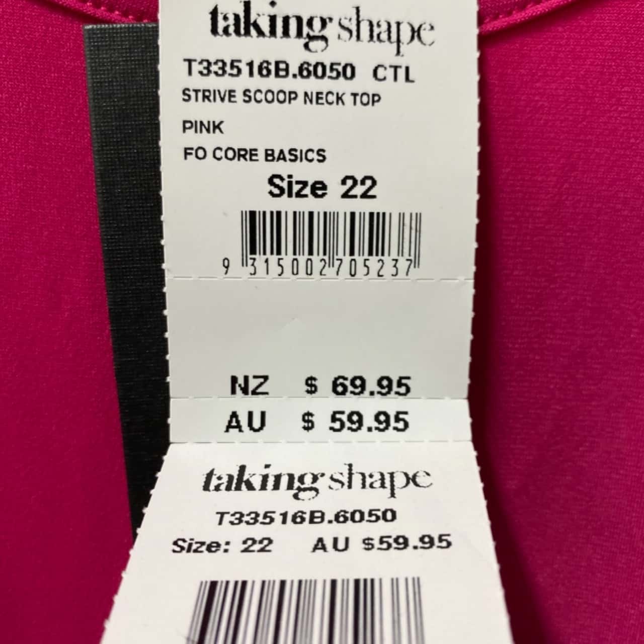 Taking Shape Size 22 Pink top new (s)