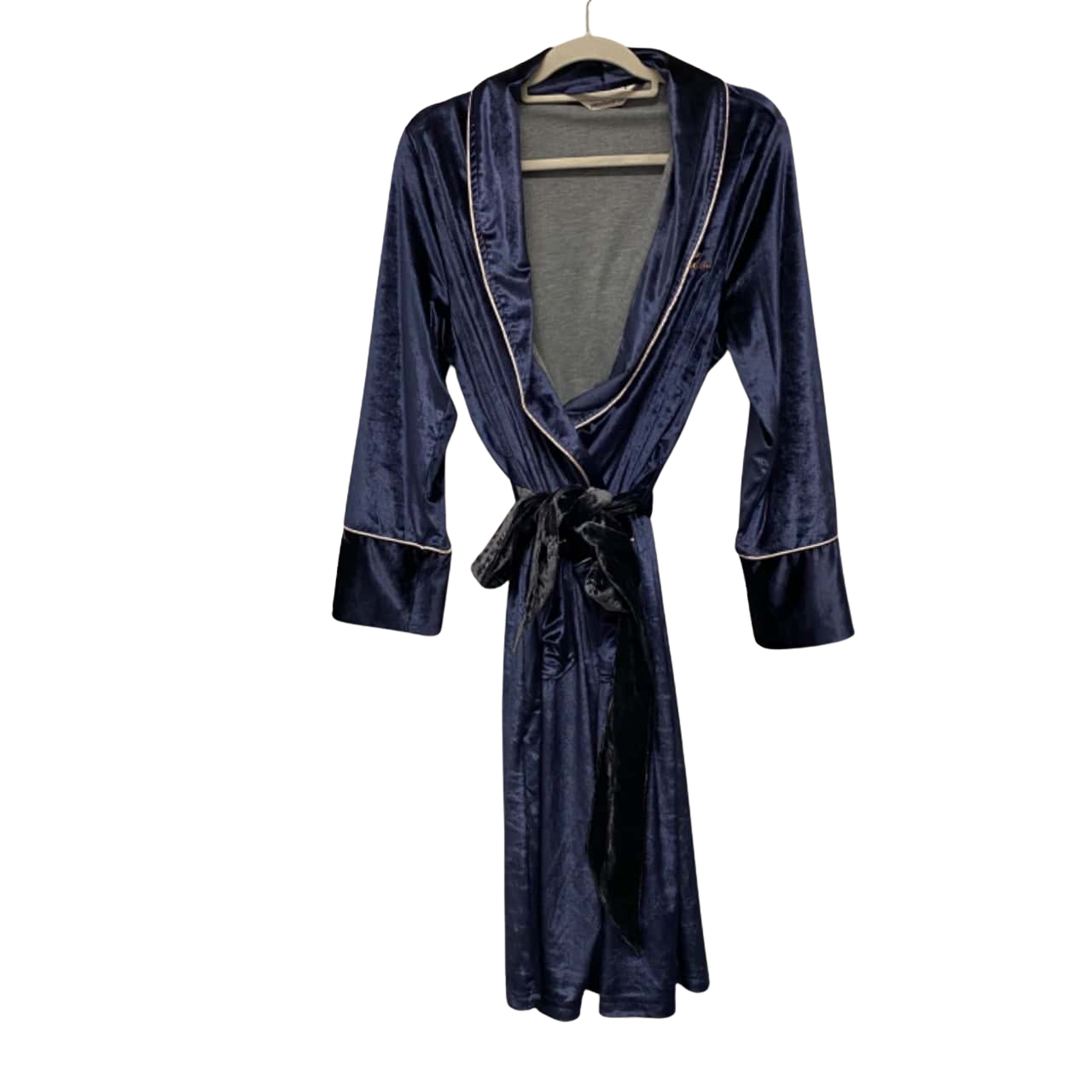 Peter Alexander Womens Robe Size S Navy Blue w/ Black Tie