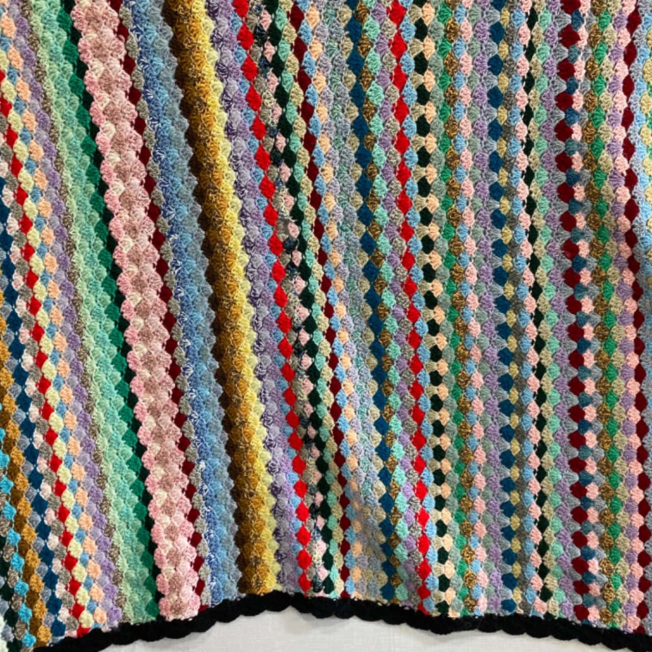 Handmade Rectangular Crochet Blanket/Throw Multicoloured 130cm by 120cm