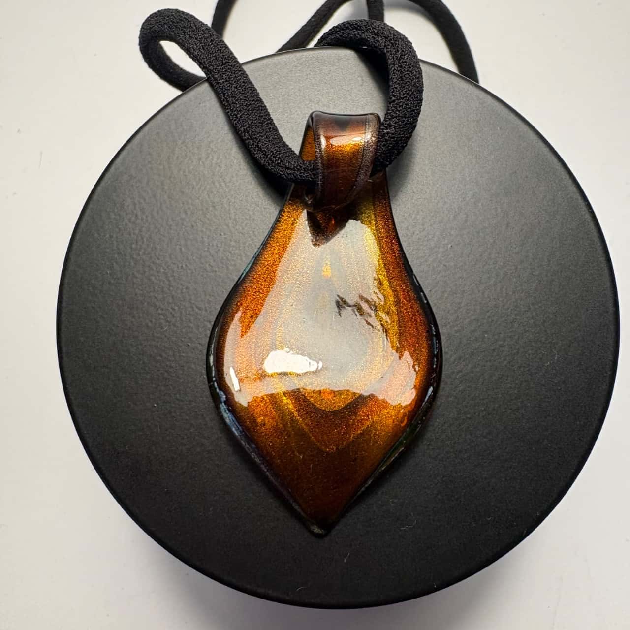 Teardrop Lampwork Glass Swirl Pendant Necklace