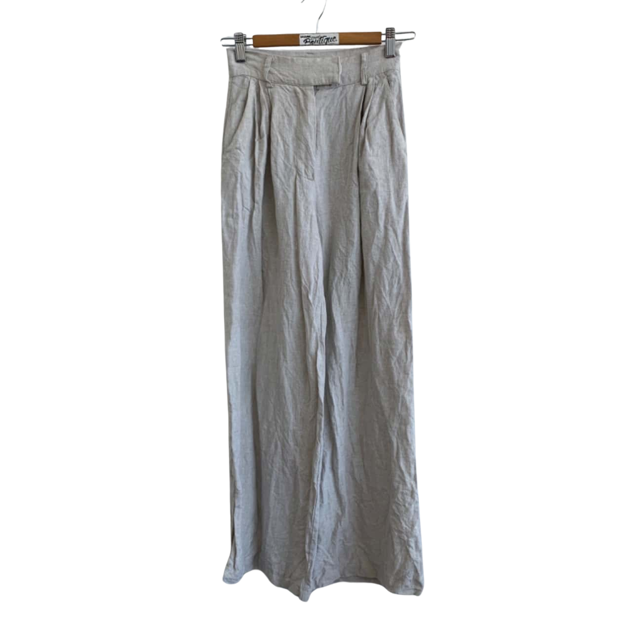 AERE Size 6 Grey Linen Wide Leg