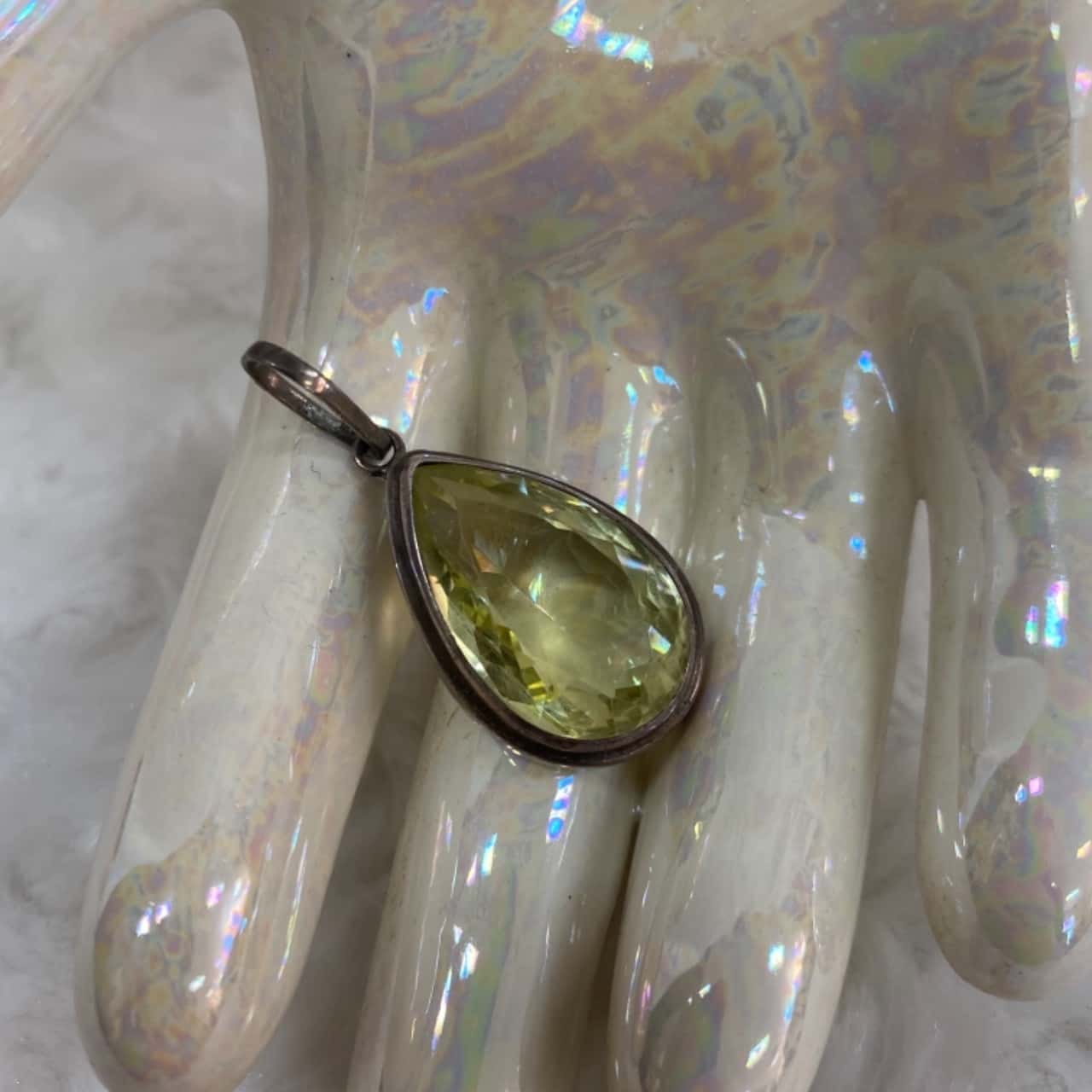 Light Green Stone Silver Pendant(s)