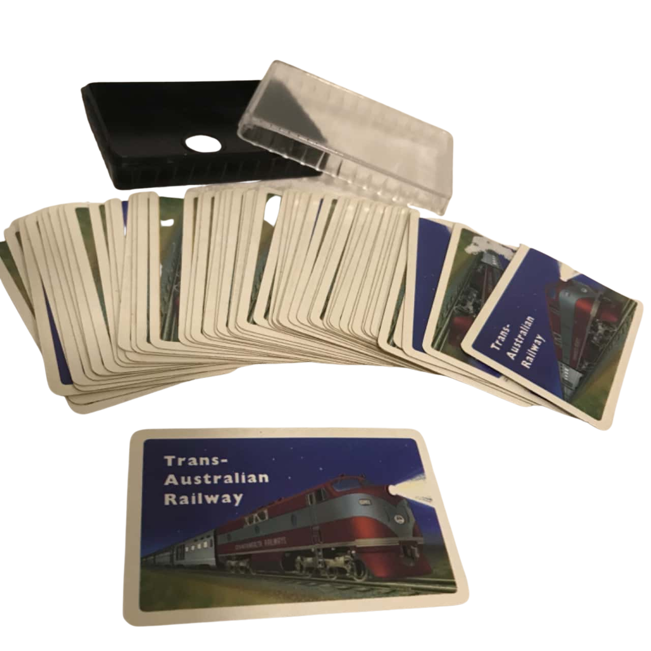 Vintage Deck playing Cards Deck in Perspex Case Trans Australian Railway(s)