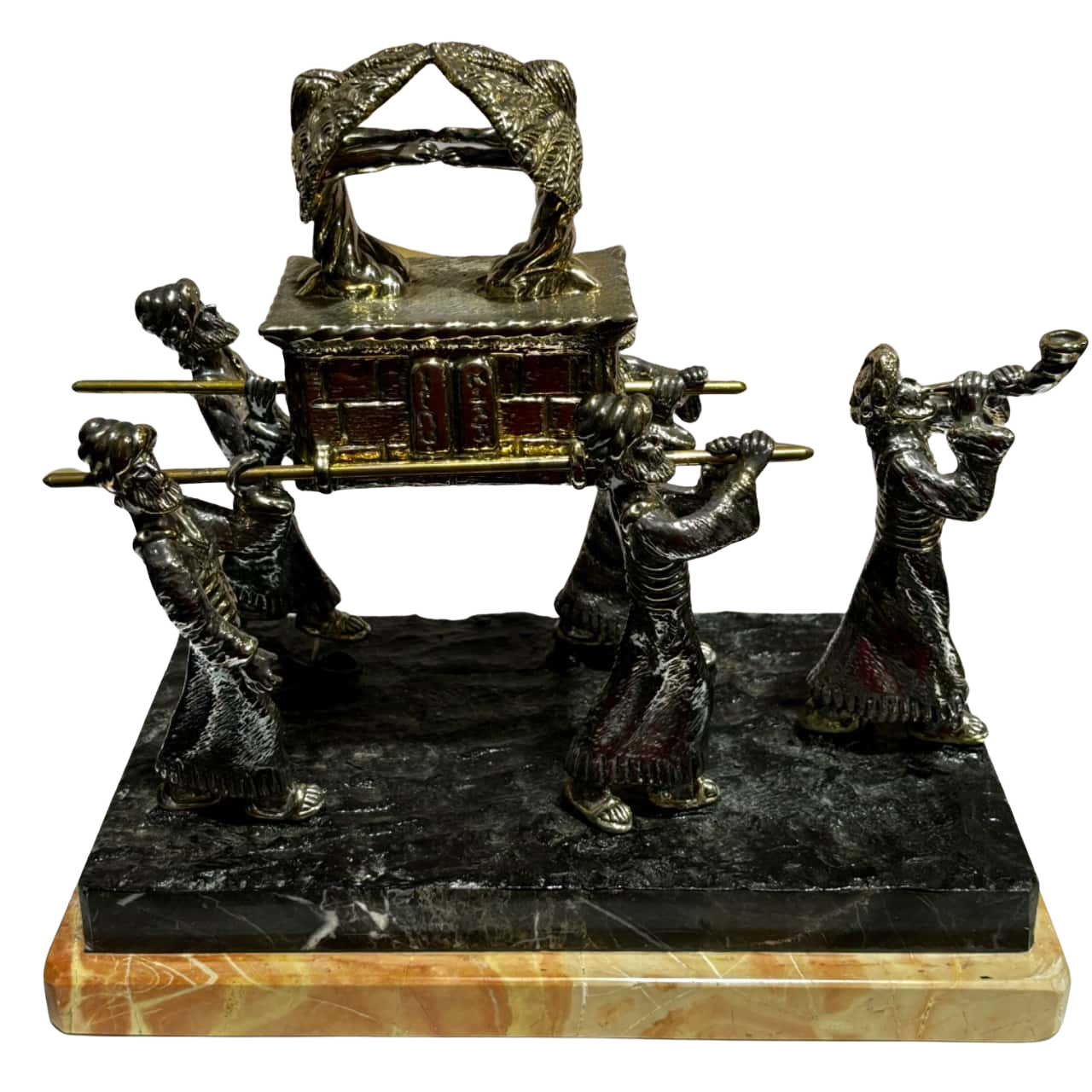 Statue Ark of the Covenant with Carriers on Marble Look Base Sculpture ...