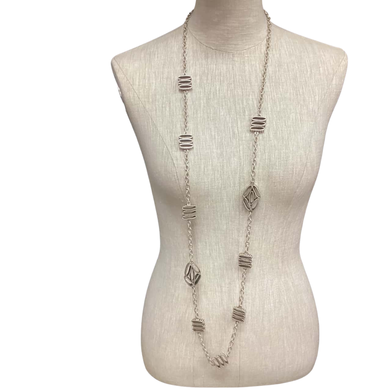QPlus Base Metal Long Necklace Silver (s) - New With Tags | Salvos Stores