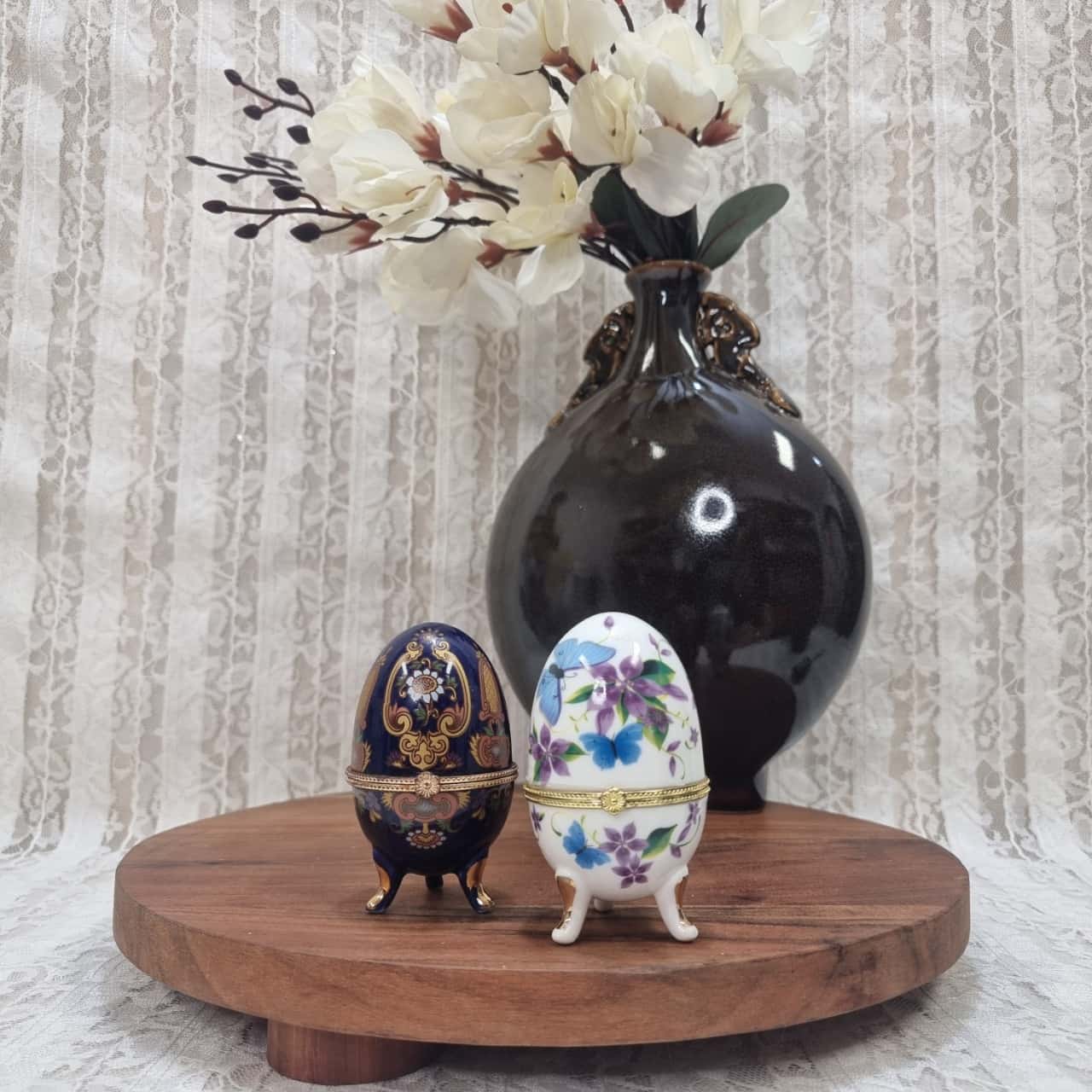Porcelain Egg Trinket Box - Set Of 2