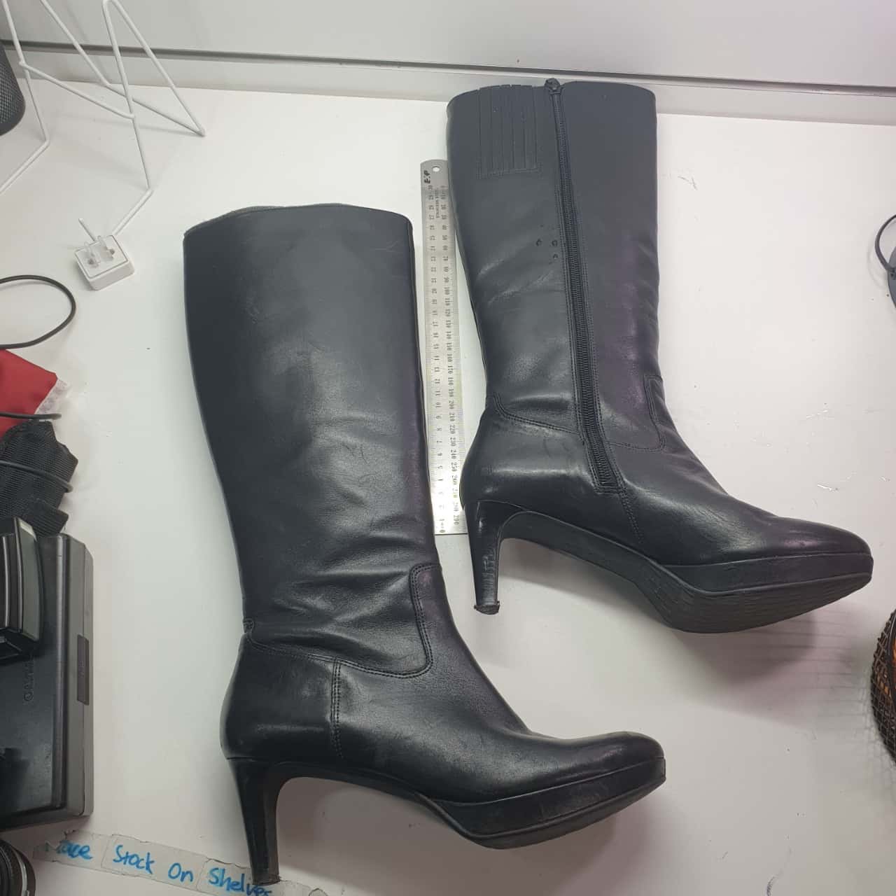 Rockmans Womens Size 7.5 Black Knee Riser high Heel Boots(s)