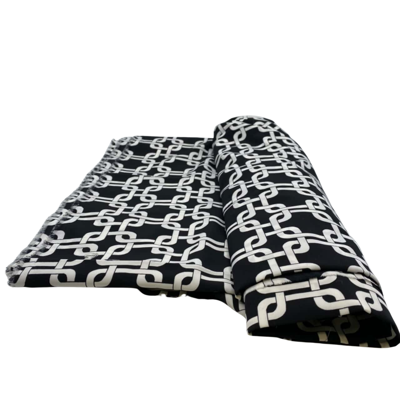 Black and White Soft to Touch Chain Pattern Fabric - 280 x 150 cm