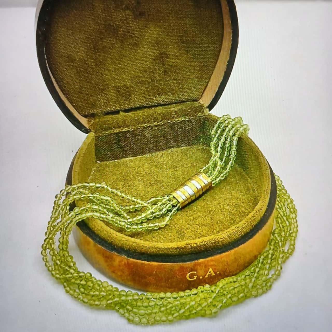 Vintage 585 14k White & Yellow Gold Multi Strand Peridot Bead Necklace ...