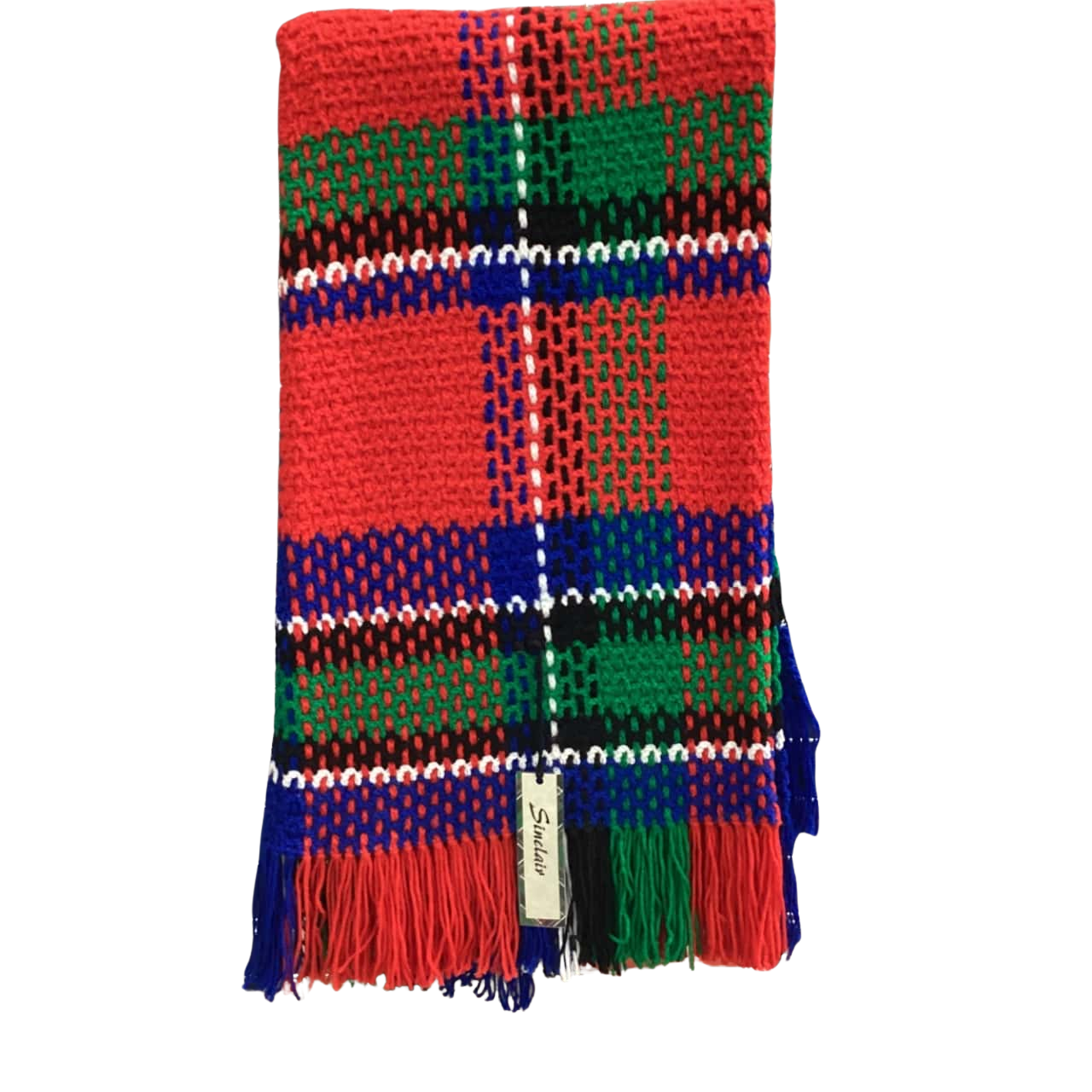 Sinclair Clan Handmade Crochet Tartan Rug/ Blanket 130x130cm