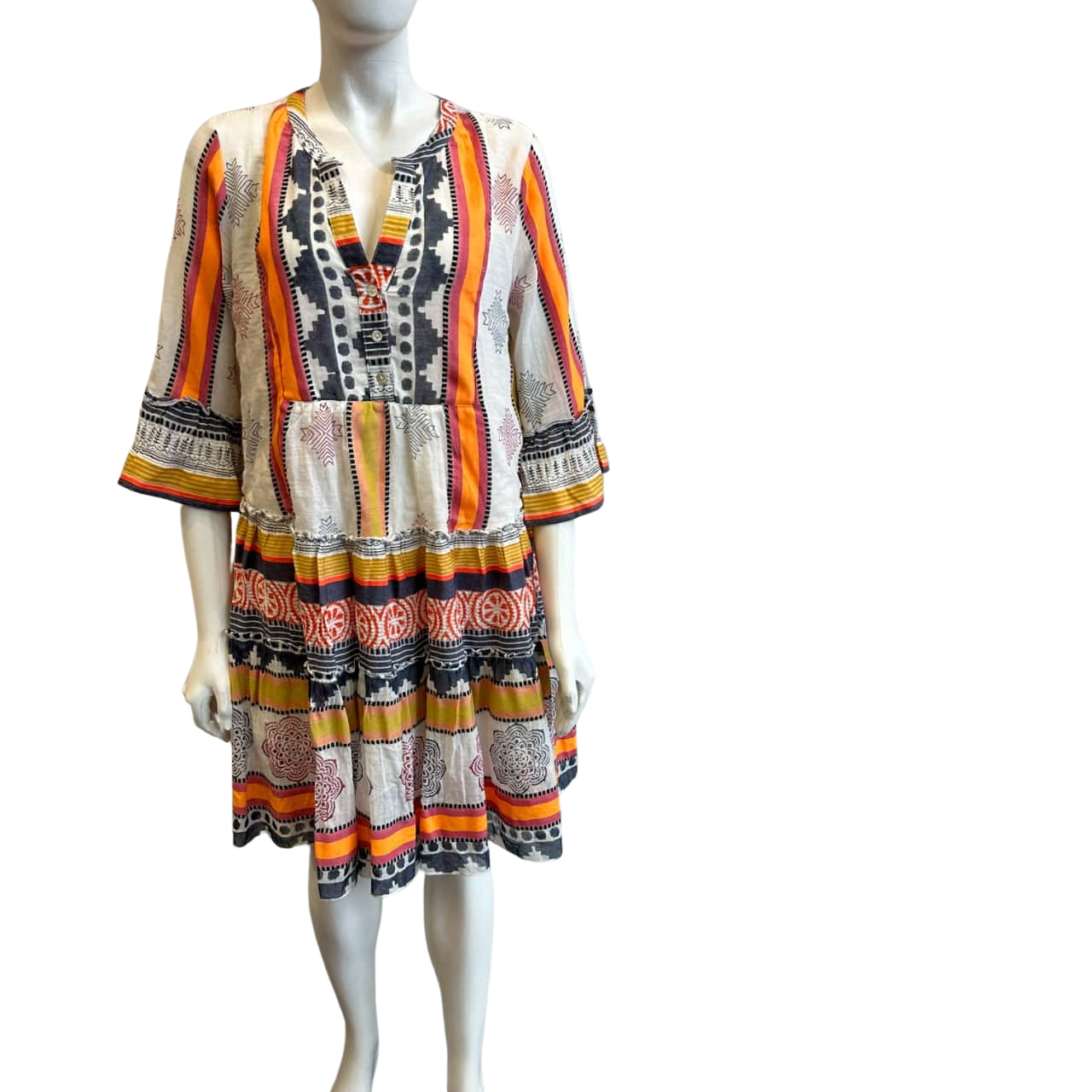 Escape by OQ Women's Size 12 Short Sleeve Midi Dress Multicoloured ...