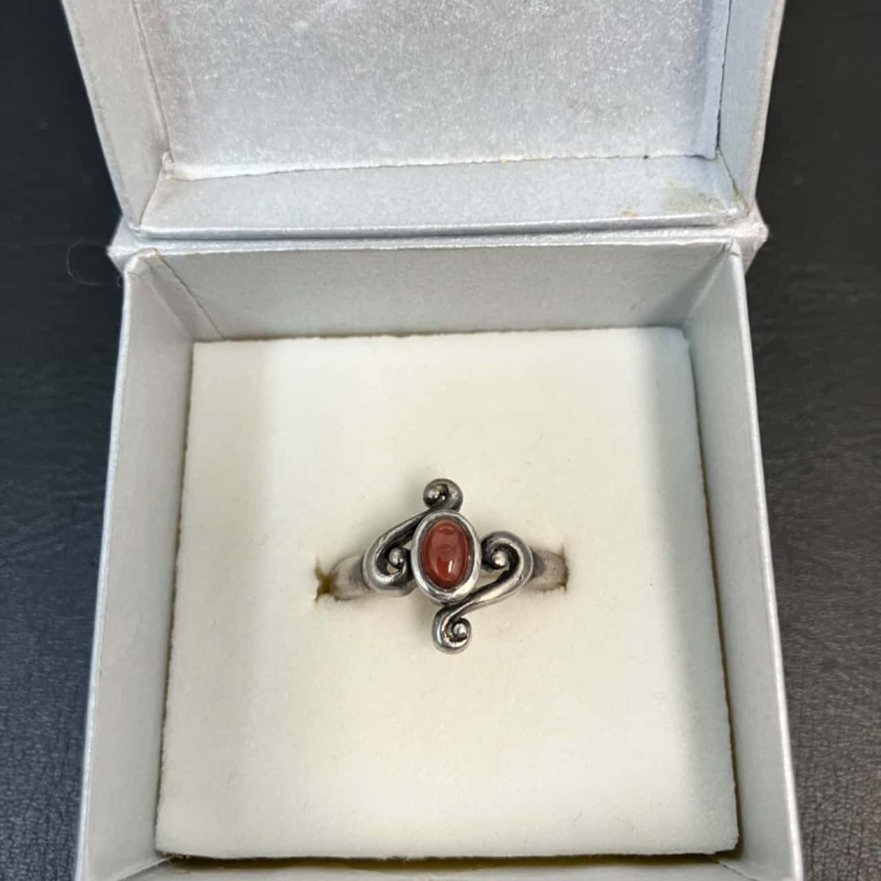 Silver Ring Stamped 925 w/ Red Stone