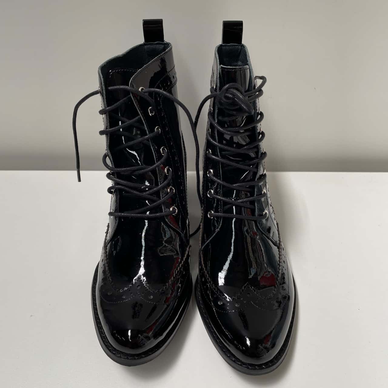 WITTNER Women’s Barnett Black Patent Leather Lace Up Ankle Boots ...