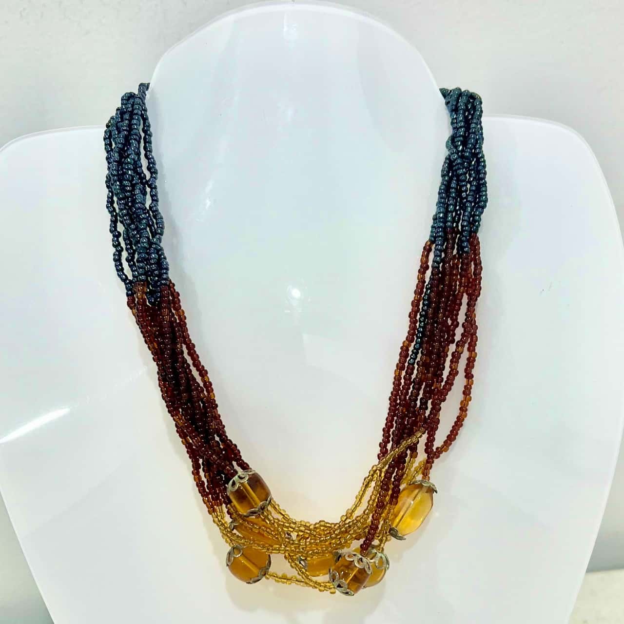 Boho Multi-strand Beaded Amber/brown/black Necklace (s)