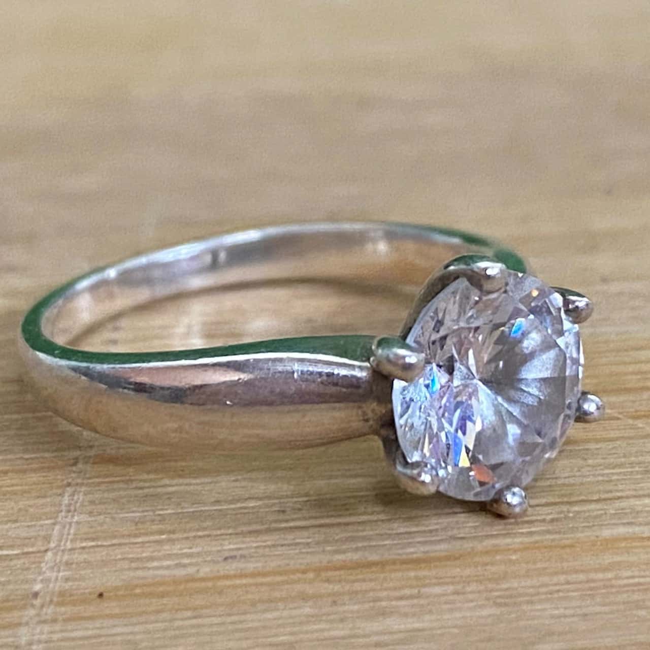 Sterling Silver Diamanté Ring (Stamped 925)