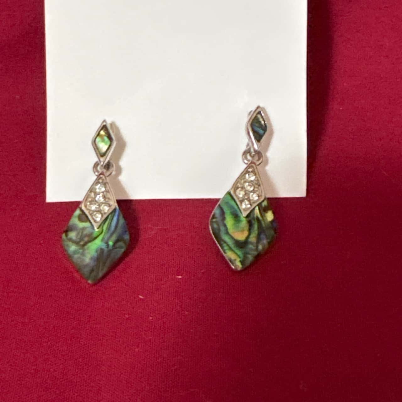 Women's Silver Tone Paua Shell Inlay Drop Earrings (s)