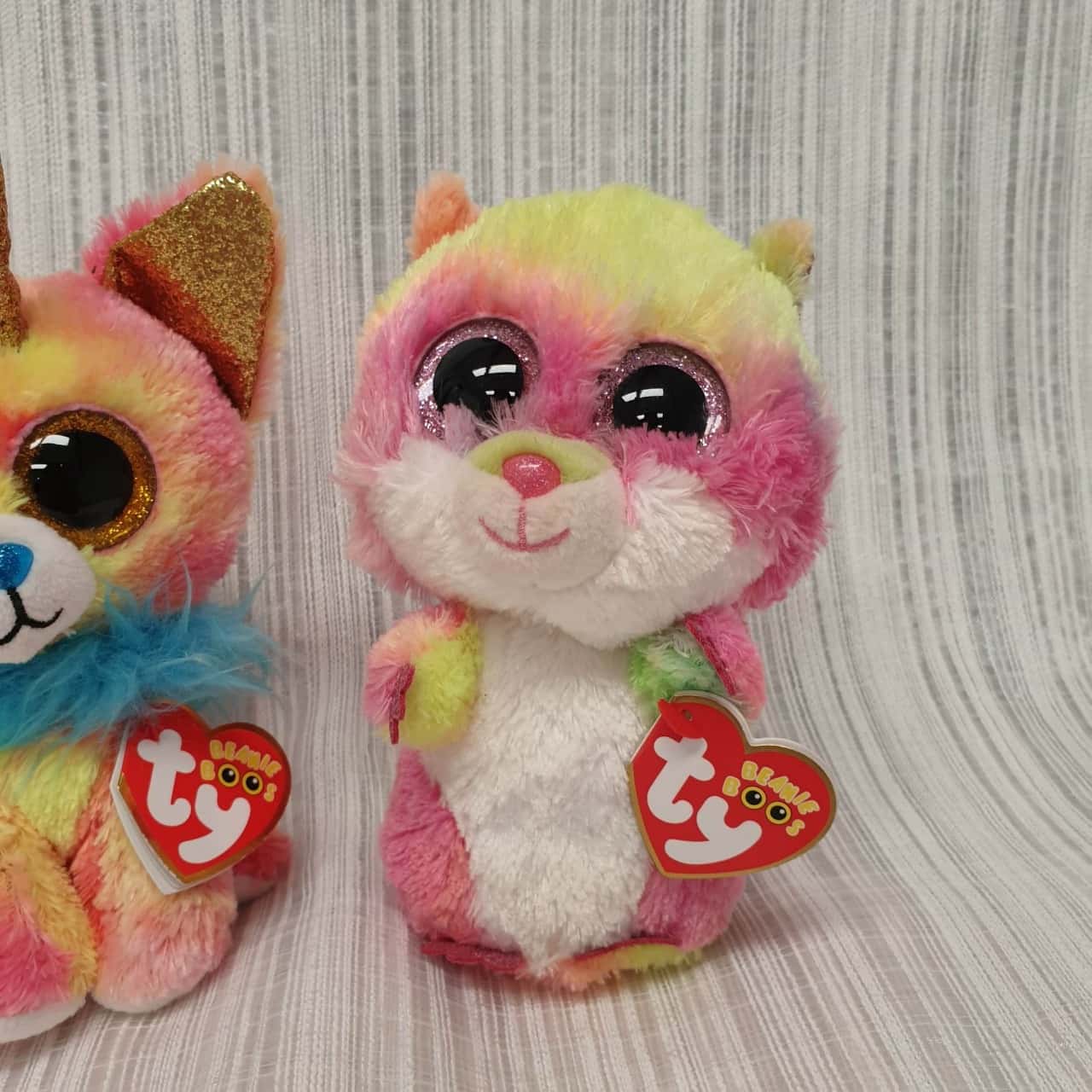 TY Beanie Boos 2 Bright Pretty Rainbow Animals (Yips & Rodney ...