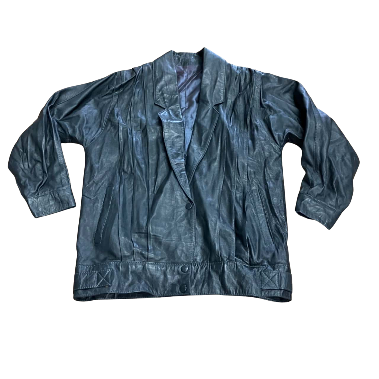 Dolphin Shop 80’s Size 10 Leather Jacket Gunmetal Grey