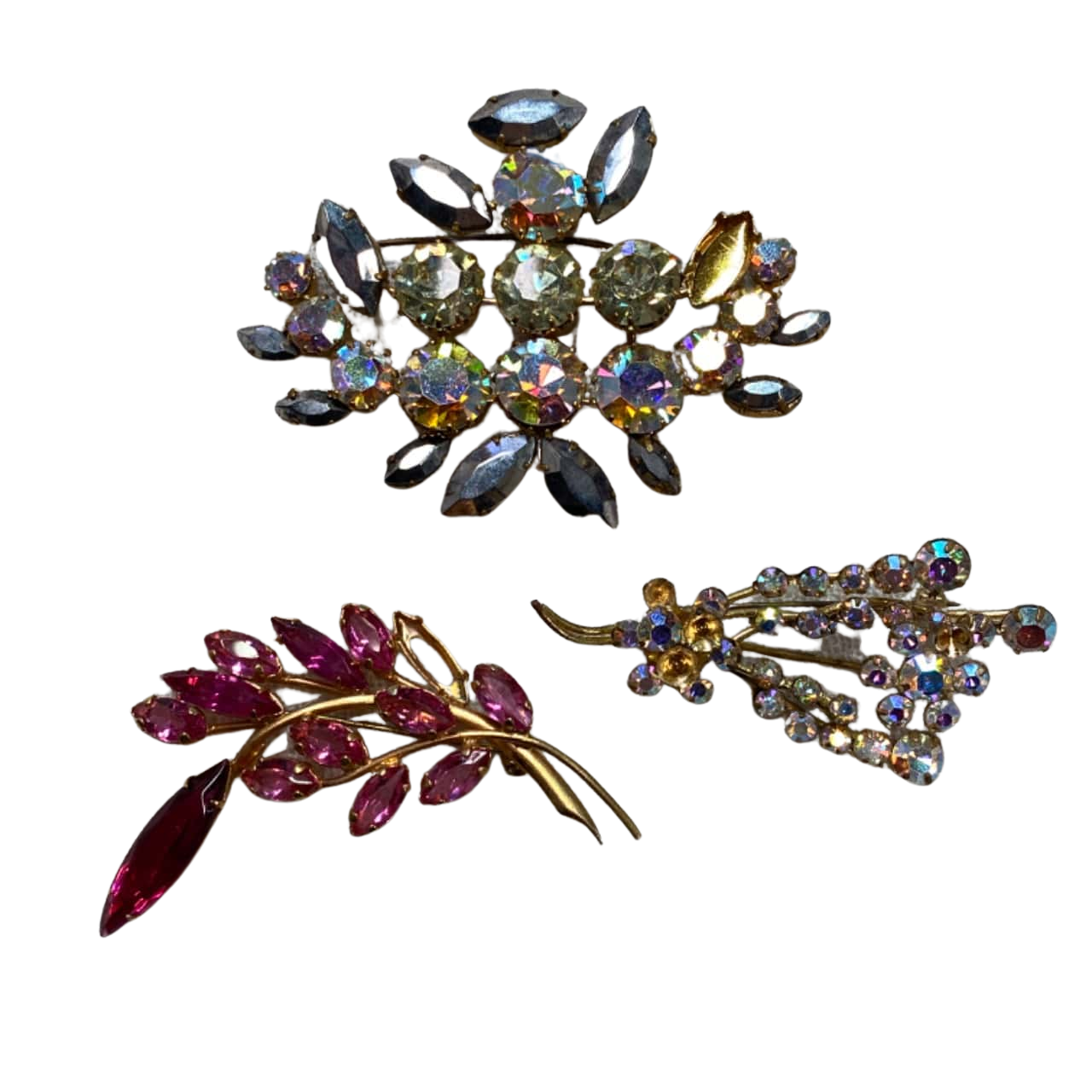3 Vintage Women’s Brooches with missing stones(s)