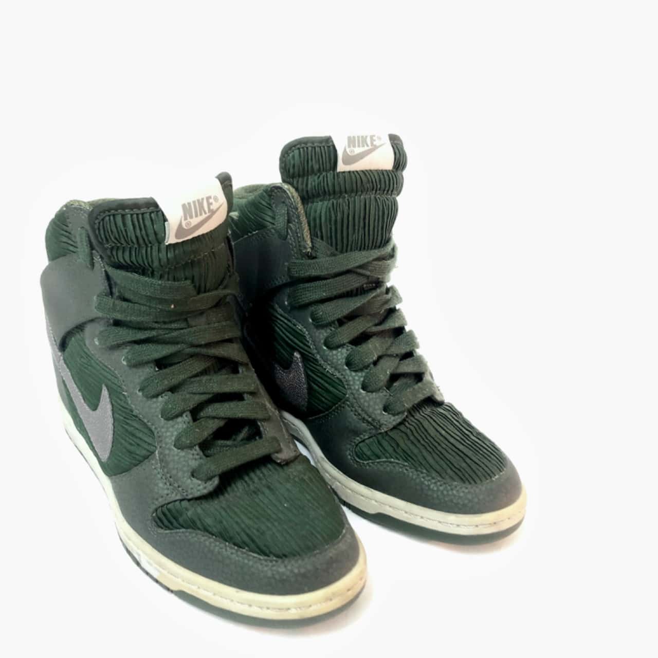 RARE 2015 Nike Dunk Sky Hi Women Carbon Green Wedge 3" Hidden Platform ...