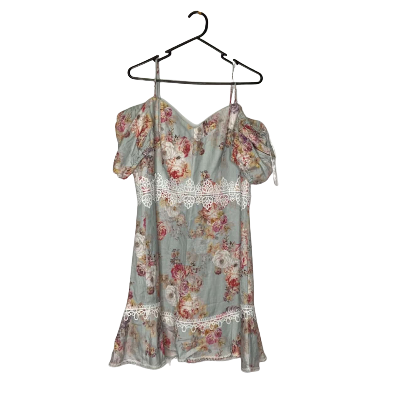 Forever New Womens Size 16 Mini Off The Shoulder Puff Sleeve Dress Blue ...