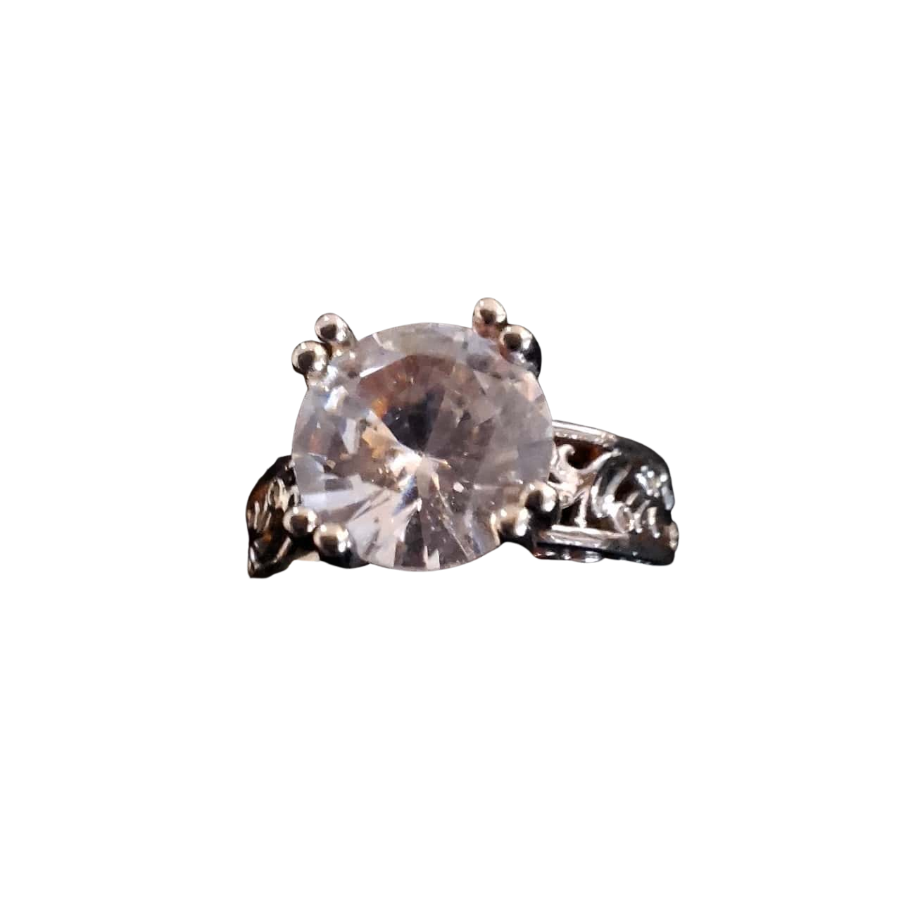 Womens Ring 925 Silver with large white stone(s)