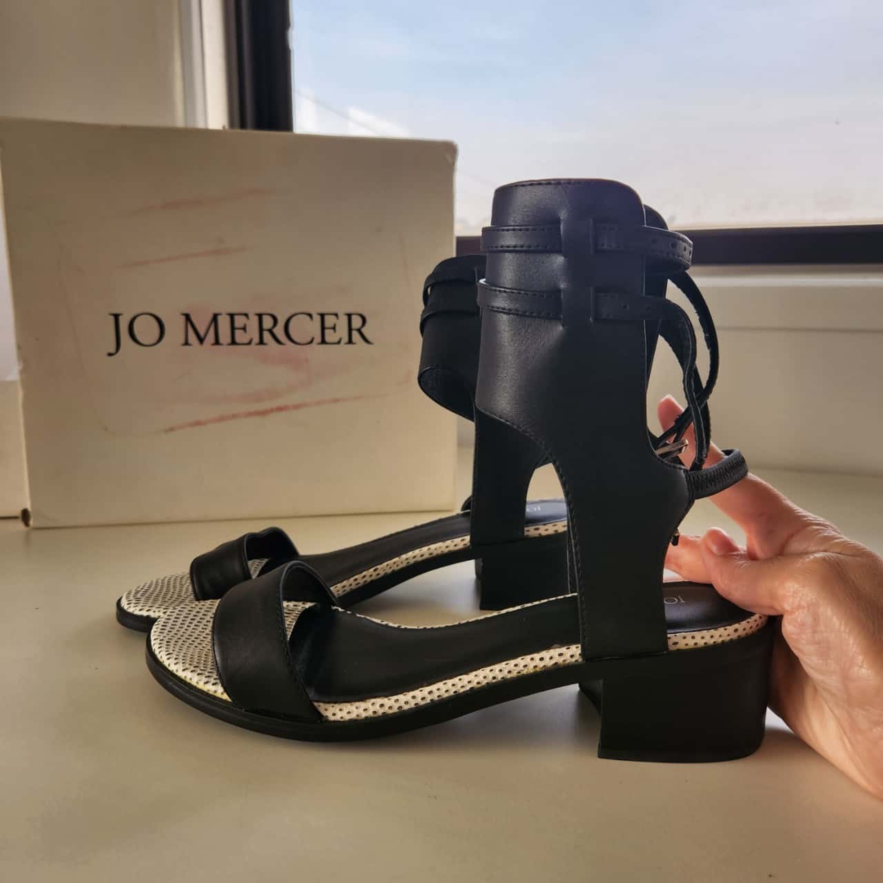 Jo Mercer Black Leather YOLO Sandals Size 38 / 7 (s) - New With Tags ...