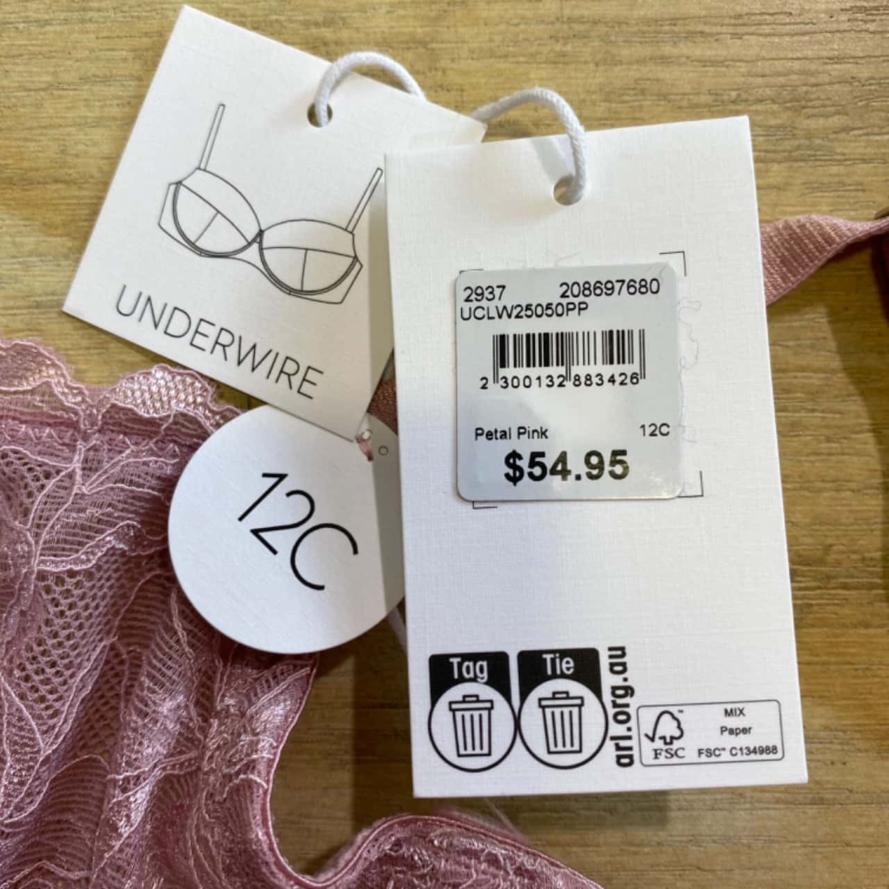 Chloe&Lola Women’s Size 12C Bra Pink (s)