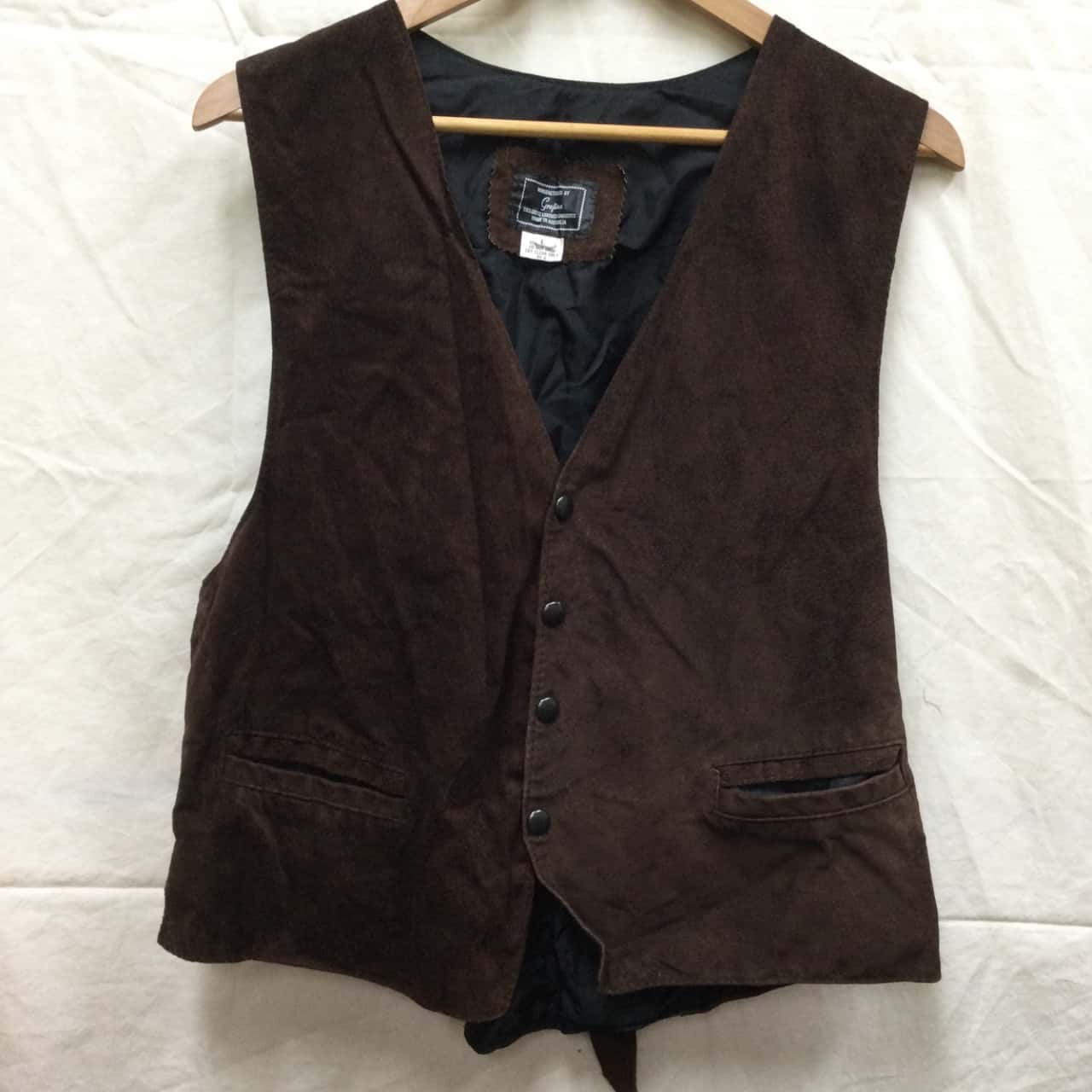 Grejina Mens Size L Suede Leather Vest Brown