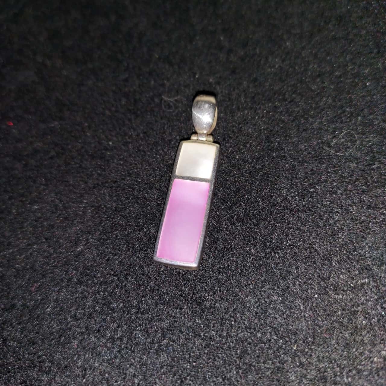 925 Pearl Inlay Pink .925 Stamped Hallmark Pendant Silver Bale Vintage ...