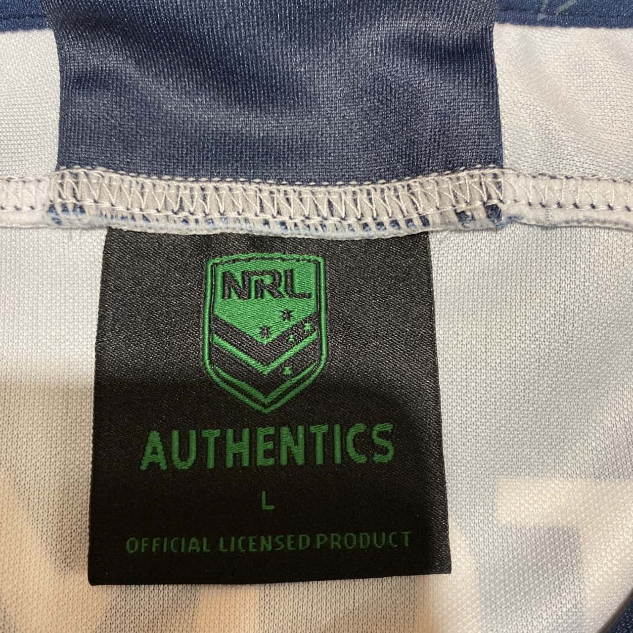 NRL Aunthics Mens Cowboys Size L Blue Shirt