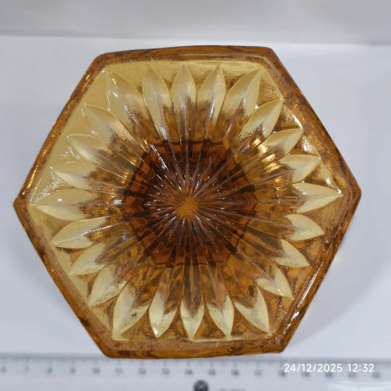 Vintage Amber Retro Patterned Footed Candy Server Bowl Dish Glass (s)